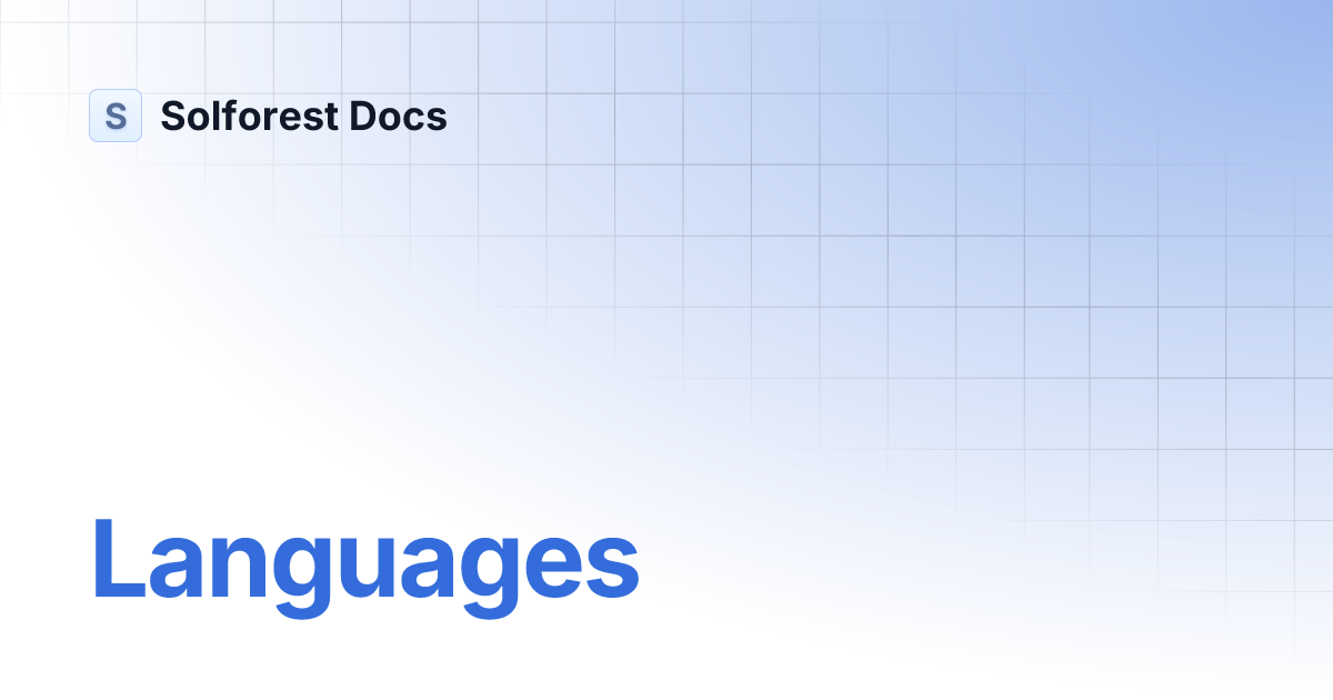 Languages | Solforest Docs